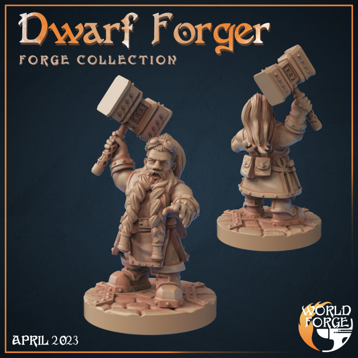 3D Printable Dwarf Forger by World Forge Miniatures