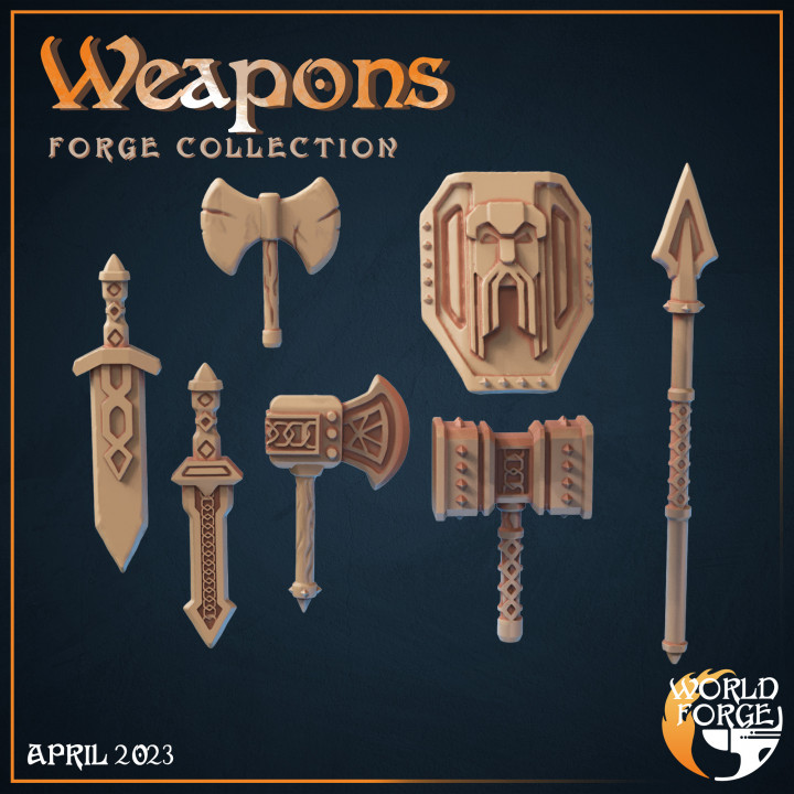3D Printable Dwarven Weapon Racks by World Forge Miniatures