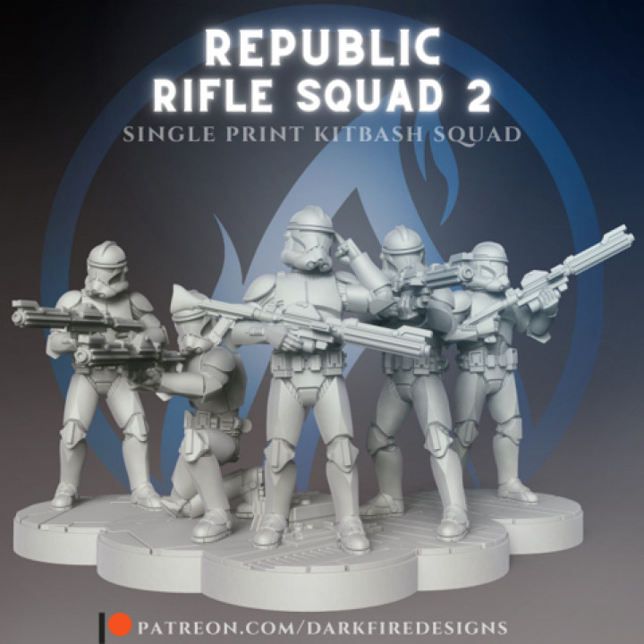 3D Printable Republic Rifle Squad 2 by Dark Fire Designs