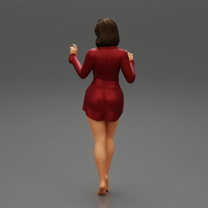 3D Printable Cute Woman Wearing Long Shirt while Posing by 3DGeschaft Miniatures Figures