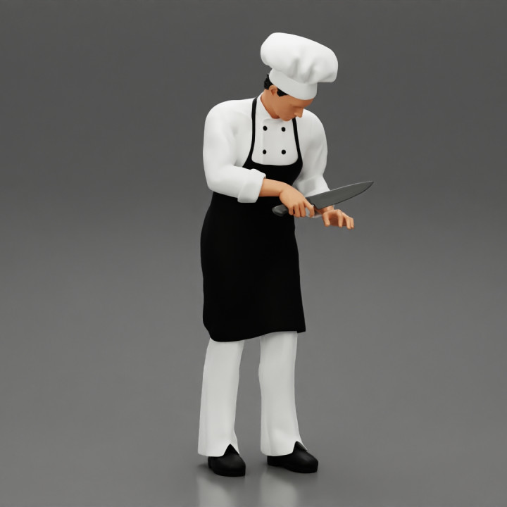3D Printable chef standing in professional kitchen in restaurant by ...