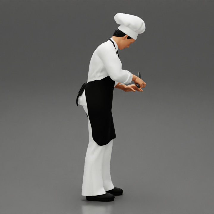 3D Printable chef standing in professional kitchen in restaurant by ...