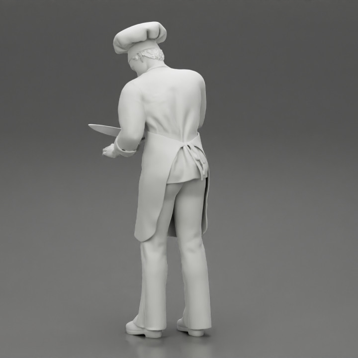 3D Printable chef standing in professional kitchen in restaurant by ...
