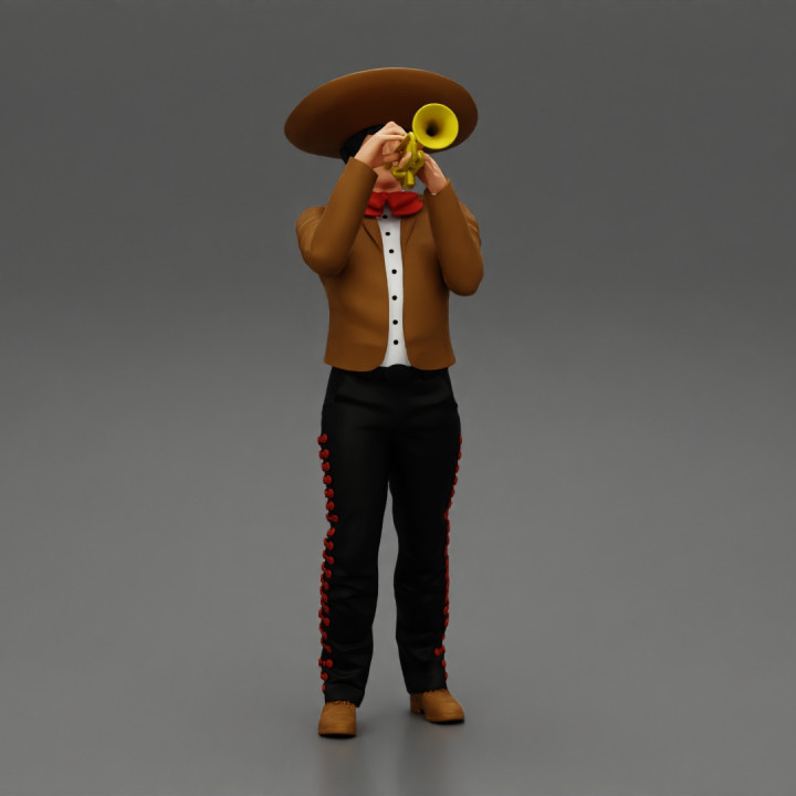 3D Printable Mariachi mexican musician playing on trumpet by 3DGeschaft ...