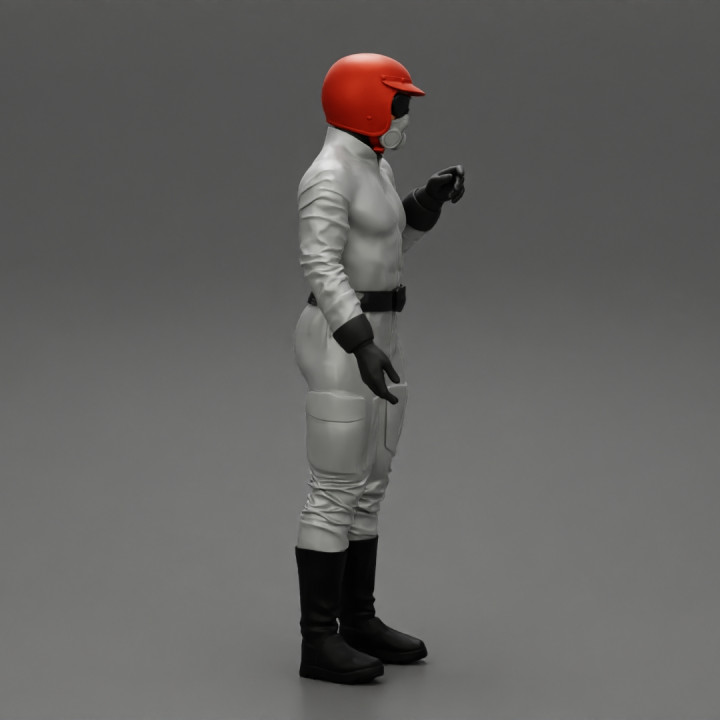 3D Printable Drag Racing driver standing in a gas mask by 3DGeschaft ...