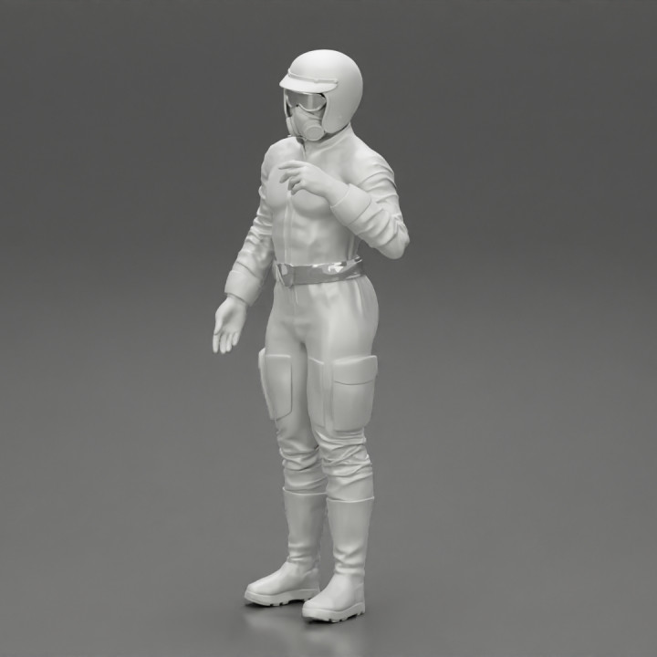 3D Printable Drag Racing driver standing in a gas mask by 3DGeschaft ...