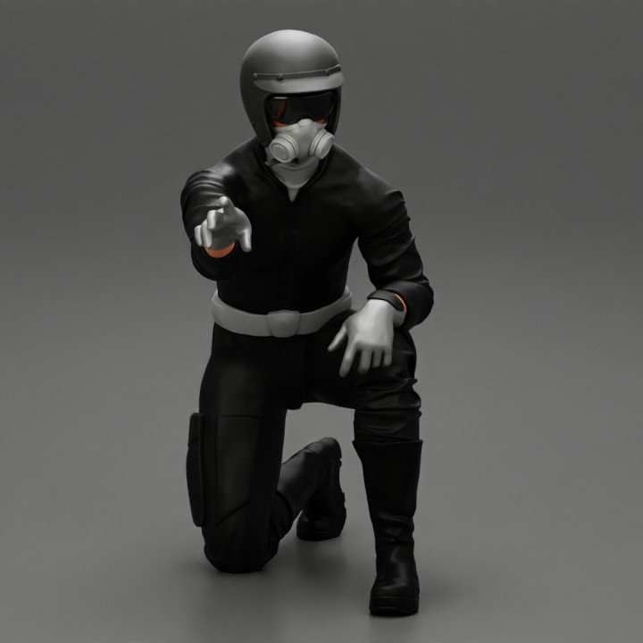 3D Printable Drag Racing driver sitting in a gas mask by 3DGeschaft ...