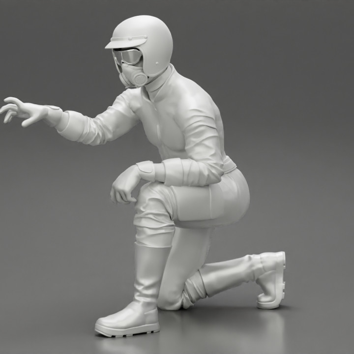 3D Printable Drag Racing driver sitting in a gas mask by 3DGeschaft ...