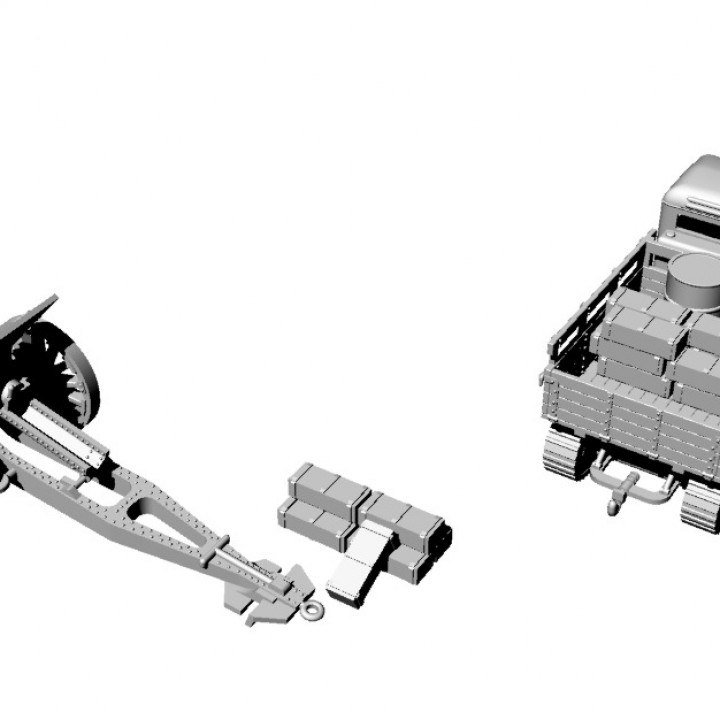 3D Printable STZ-5 Artillery tractor + Howitzer 122mm M1910/30 (USSR ...