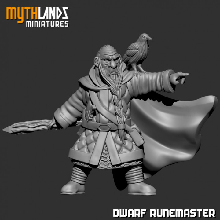 3D Printable Dwarf Runemaster by Mythlands Miniatures