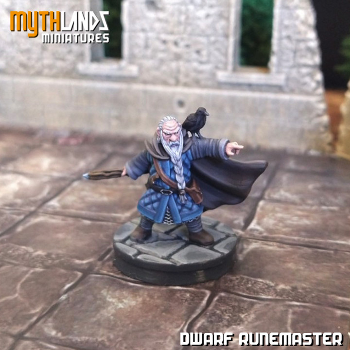 3D Printable Dwarf Runemaster by Mythlands Miniatures
