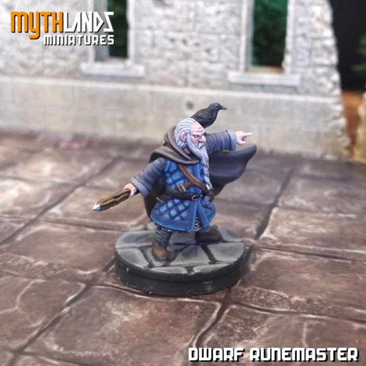 3D Printable Dwarf Runemaster by Mythlands Miniatures