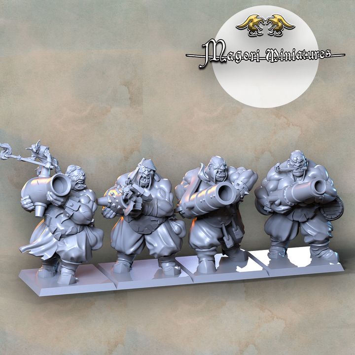 3D Printable Ogre gunners by Magori Minaitures