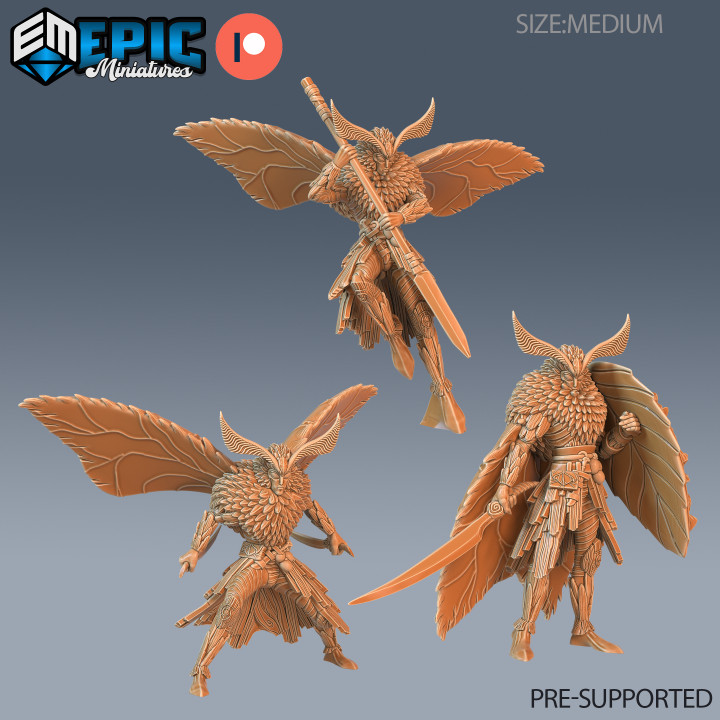 3D Printable Moth Warrior Set / Huge Insect Hybrid / Male Insectoid ...