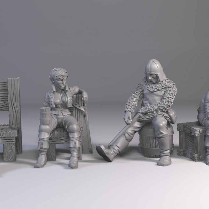 3D Printable Resting Guards (SITTING FOLKS) by Tiny Furniture