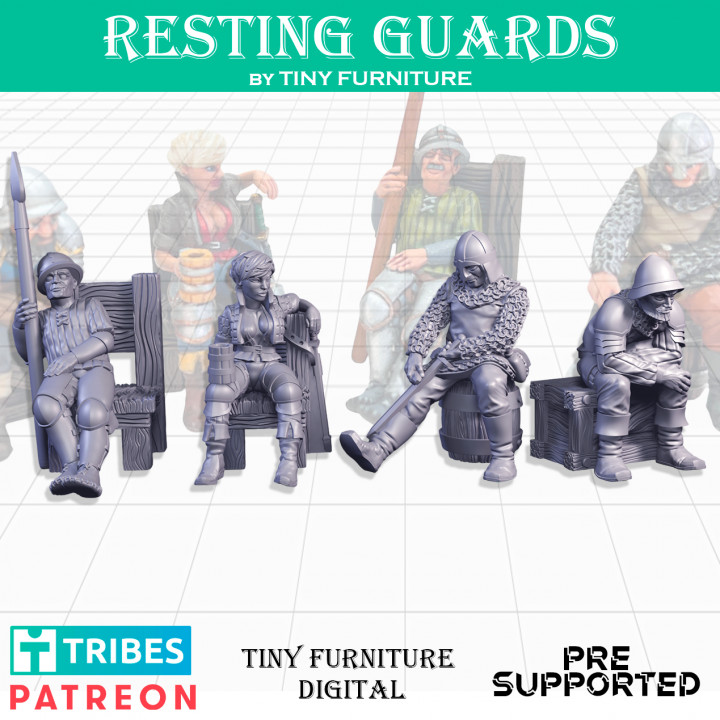 3D Printable Resting Guards (SITTING FOLKS) by Tiny Furniture