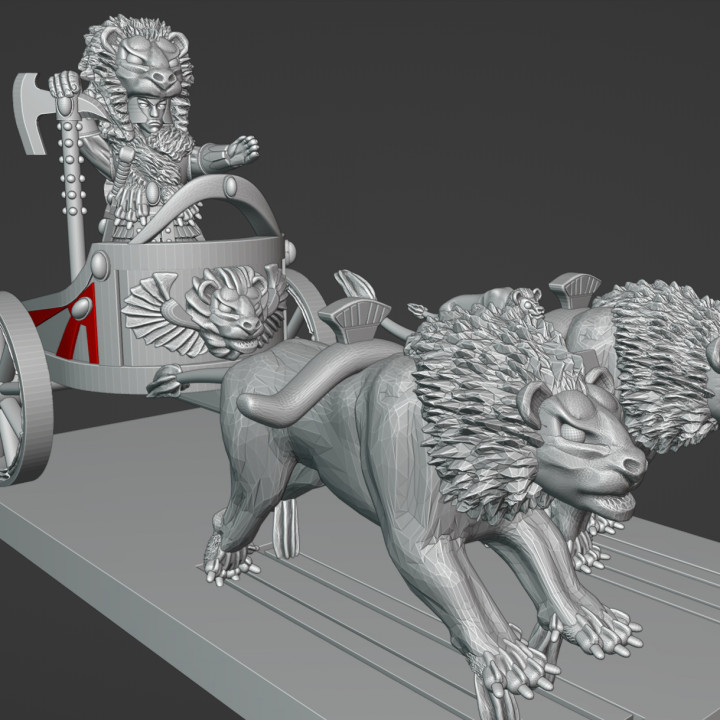 3D Printable High Elf White Lion Chariot by Ystlund Miniatures 3D Printable High Elf White Lion Chariot by Ystlund Miniatures