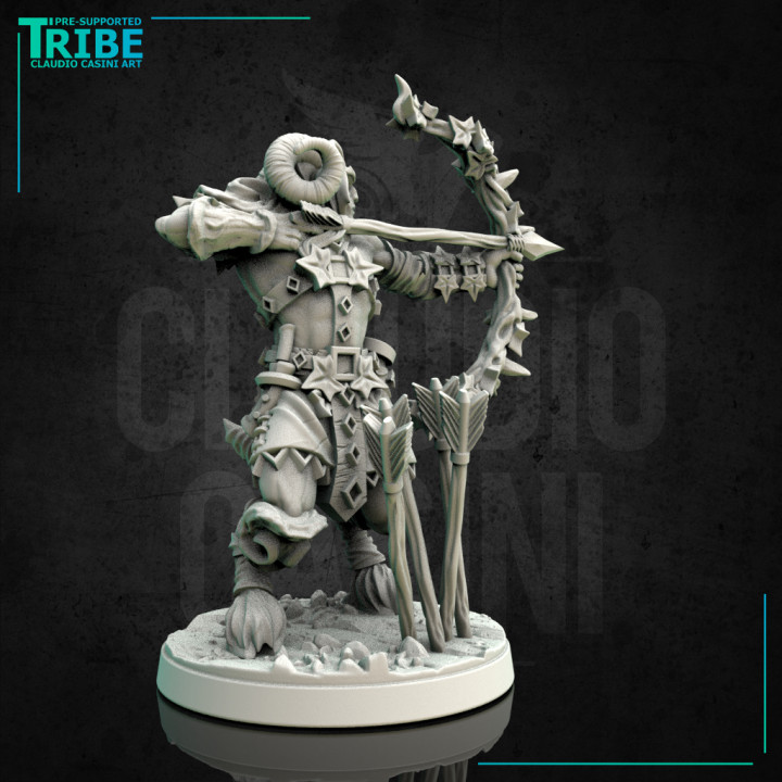 3D Printable (0136) Male faun satyr archer with bow by Claudio Casini Art