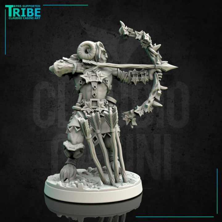 3D Printable (0136) Male faun satyr archer with bow by Claudio Casini Art