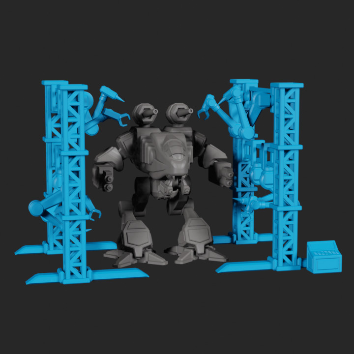 3D Printable Mecha Repair Bay by Donya Quick