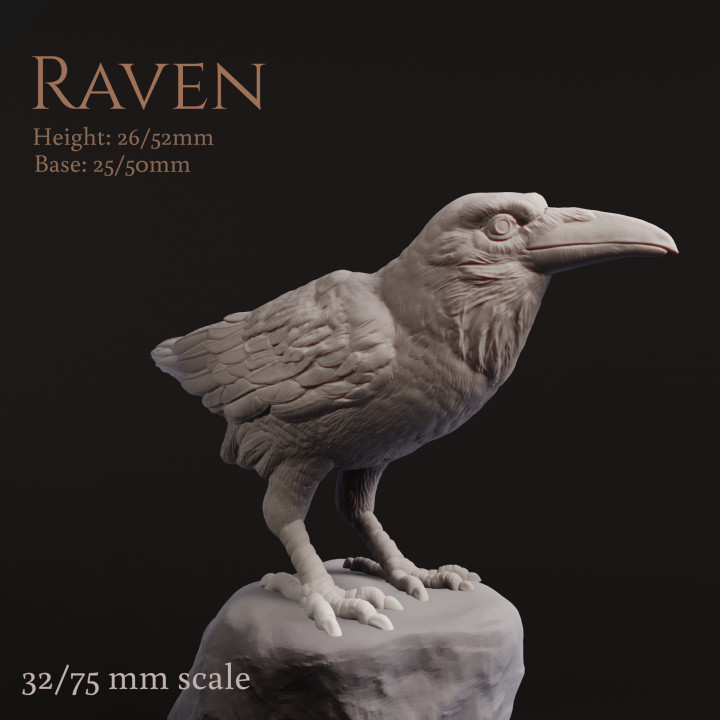 3D Printable Raven by Animals & Creatures Minis
