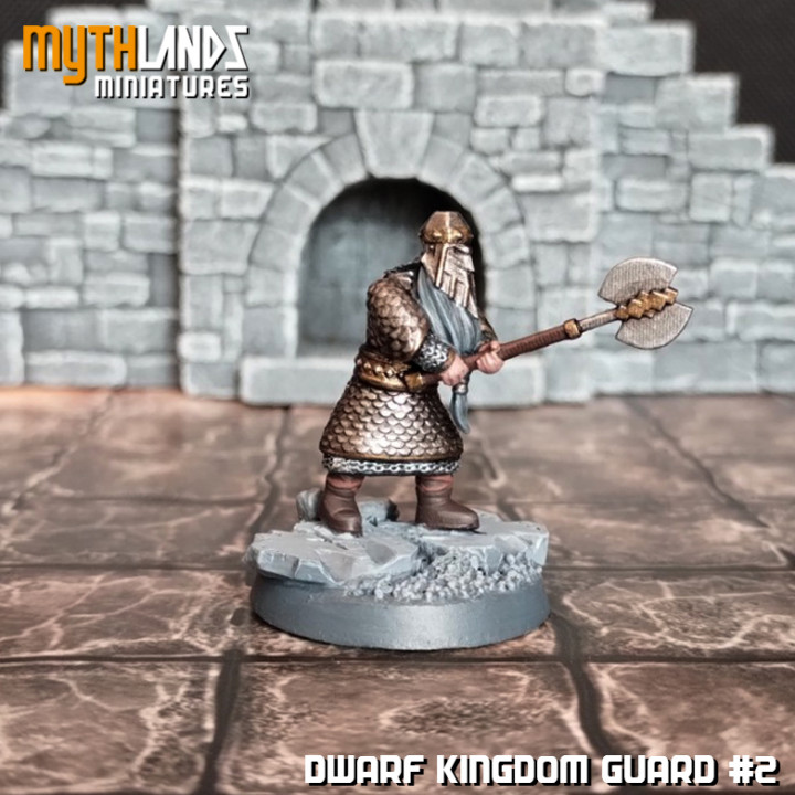 3D Printable 6x Dwarf Kingdom Guard by Mythlands Miniatures