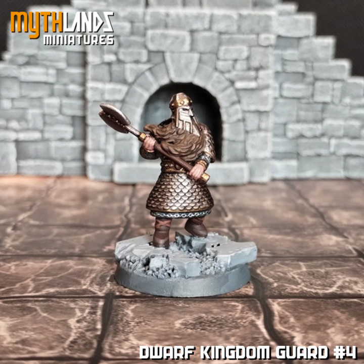 3D Printable 6x Dwarf Kingdom Guard by Mythlands Miniatures