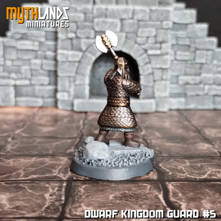 3D Printable 6x Dwarf Kingdom Guard by Mythlands Miniatures