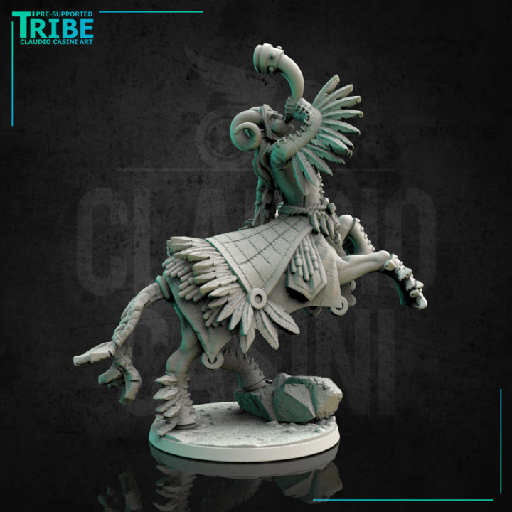 3D Printable (0131) Male centaur musician with battle horn and axe by ...
