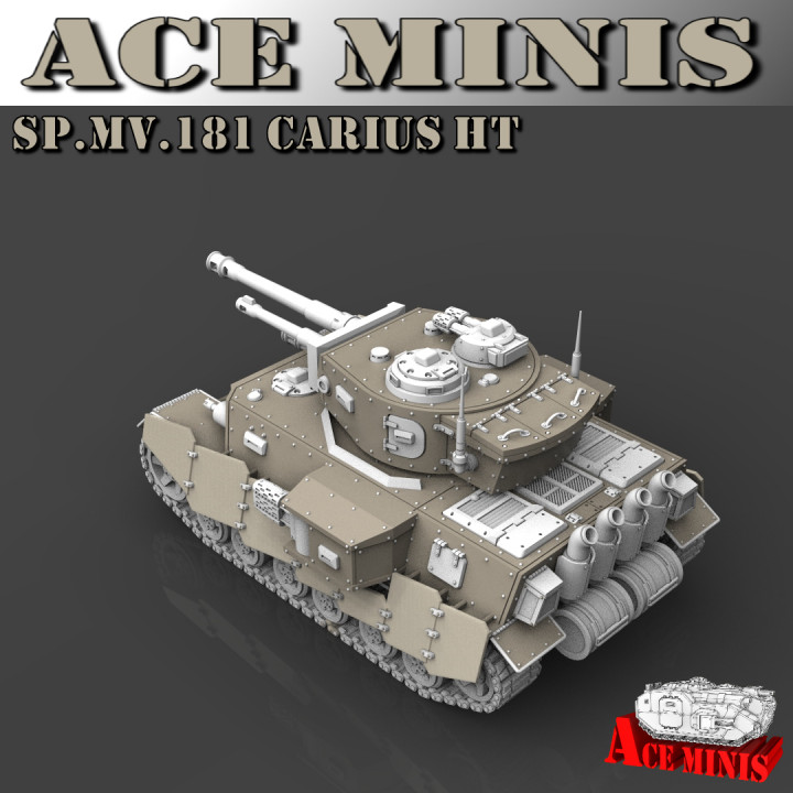 3D Printable SP.MV.181 Carius Heavy Tank by ACE Minis