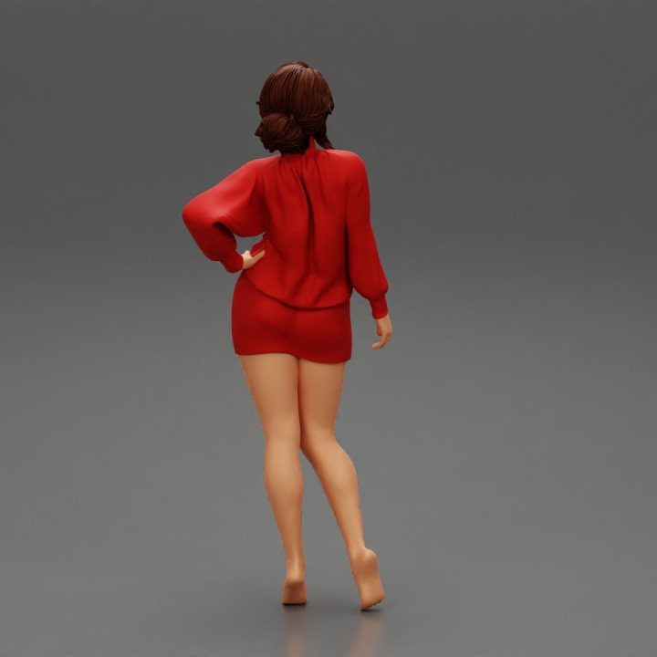 3D Printable Confident Fashion Model In Mini Dress by 3DGeschaft ...