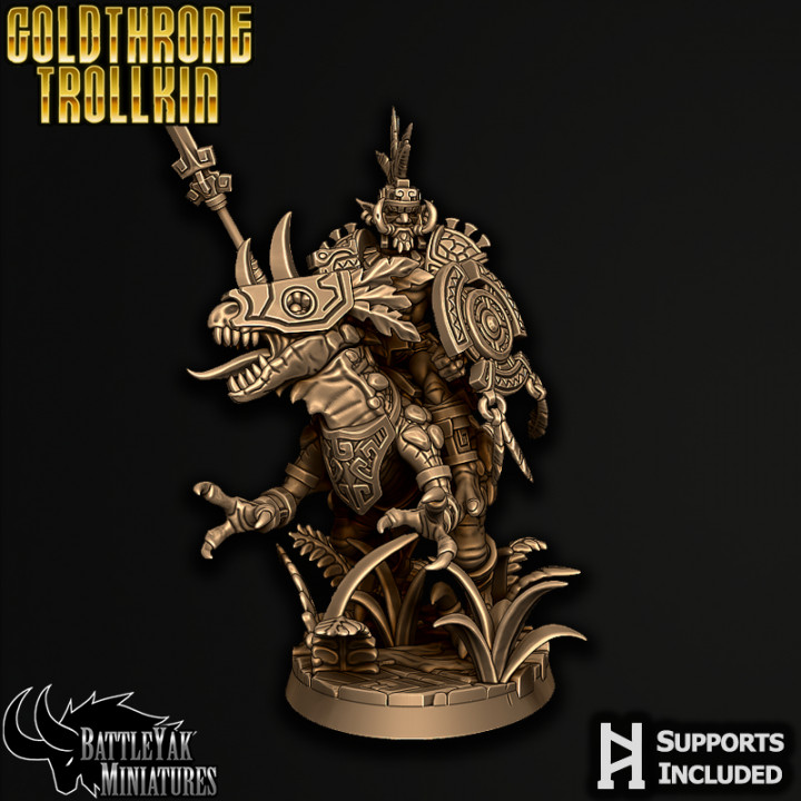 3D Printable Trollkin Reptizar Rider Pack by Battle Yak Miniatures