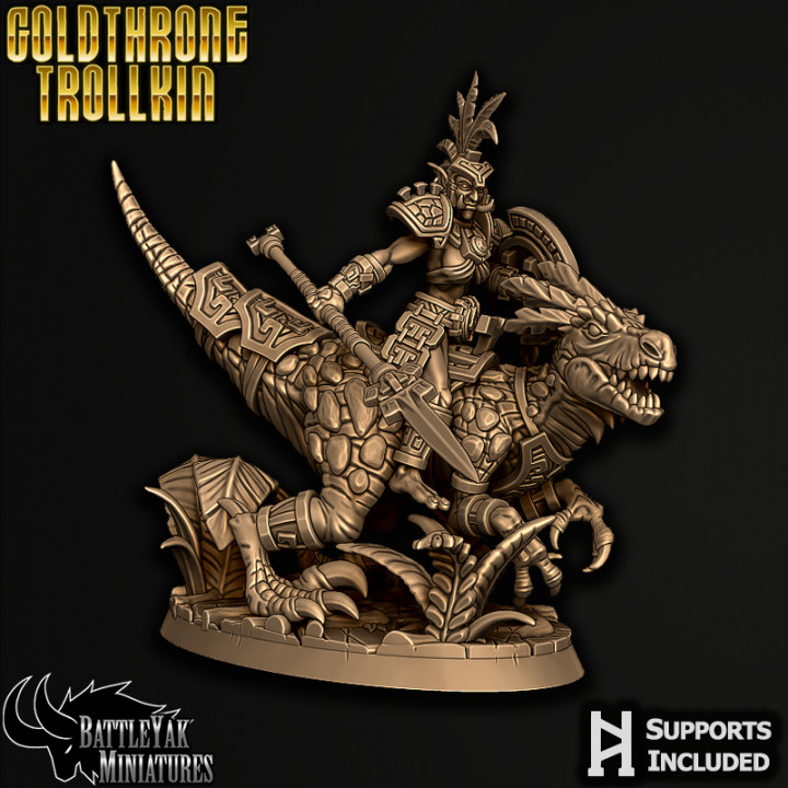 3D Printable Trollkin Reptizar Rider Pack by Battle Yak Miniatures