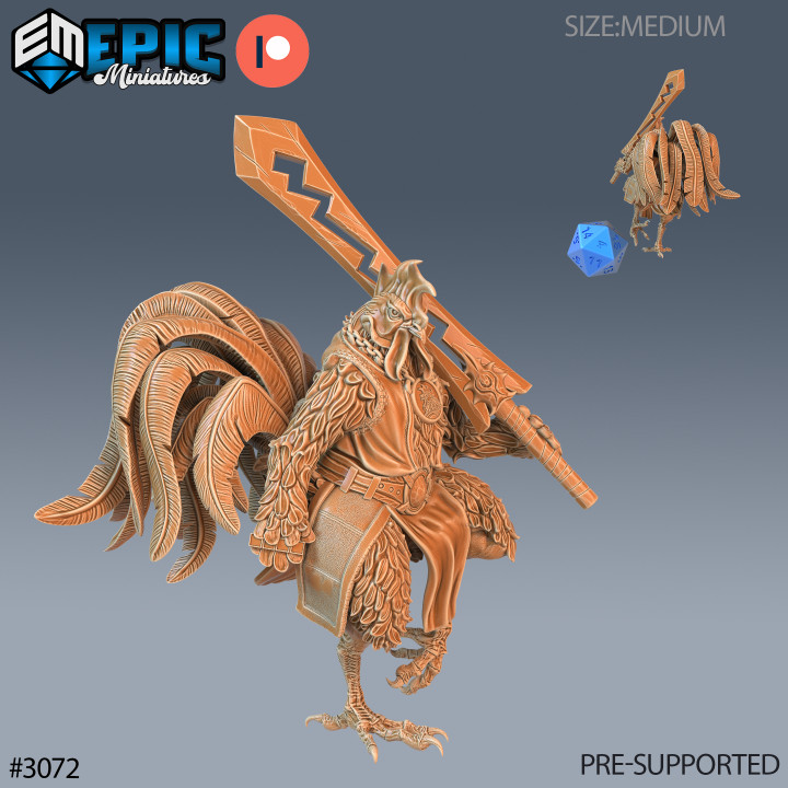 3D Printable Rooster Warrior Set / Birdfolk / Terror Bird / Large ...