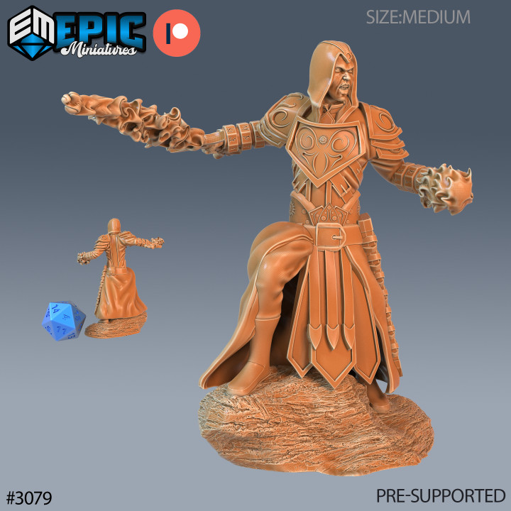 3D Printable Warlock Player Character Set / Human Shaman / Evil ...