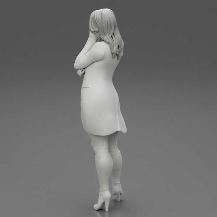 3D Printable Young woman in coat posing on the street by 3DGeschaft ...