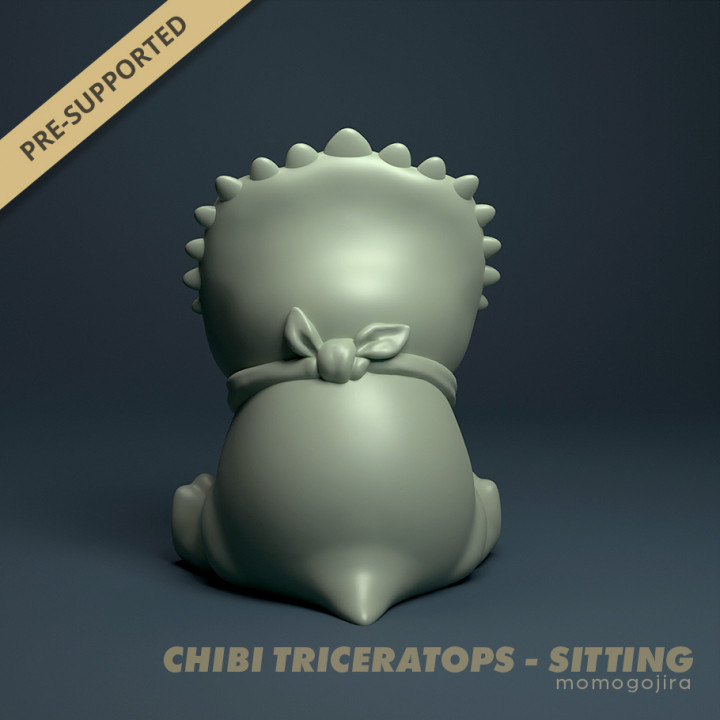 3D Printable Chibi Triceratops - Sitting by Momo
