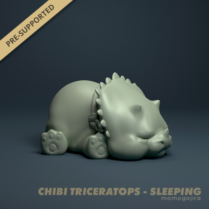 3D Printable Chibi Triceratops - Sleeping by Momo