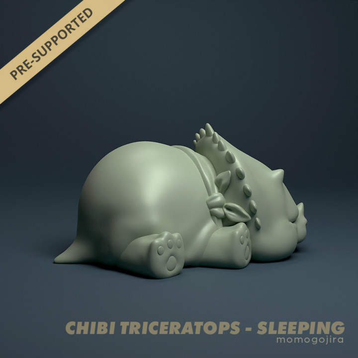 3D Printable Chibi Triceratops - Sleeping by Momo