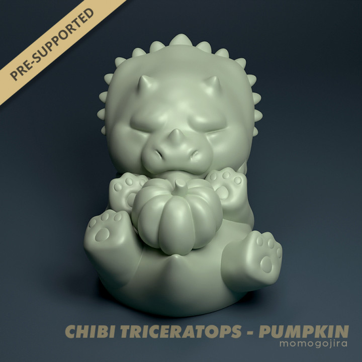 3D Printable Chibi Triceratops - Pumpkin by Momo