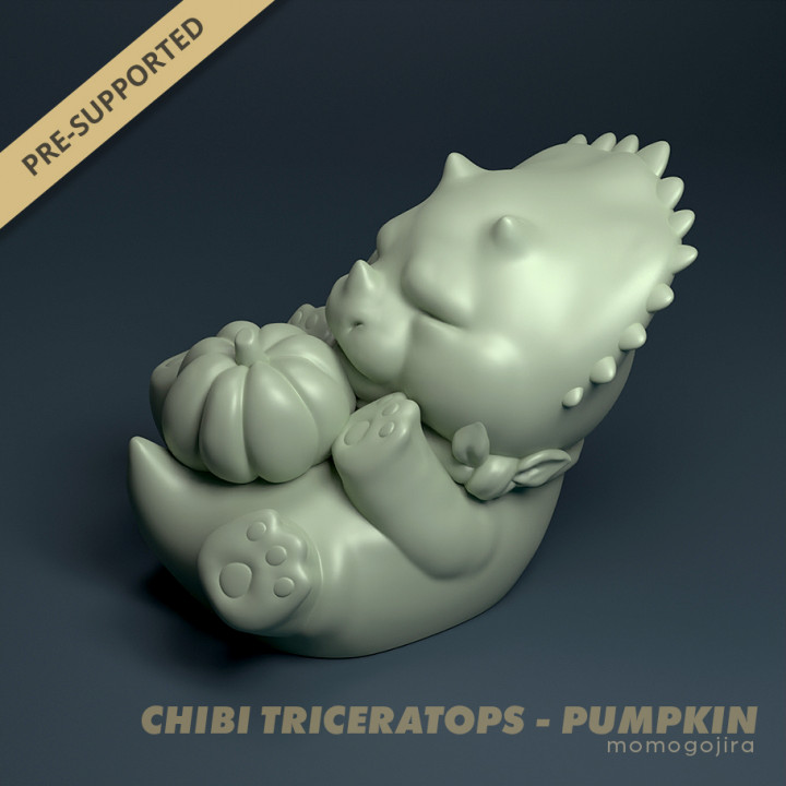 3D Printable Chibi Triceratops - Pumpkin by Momo