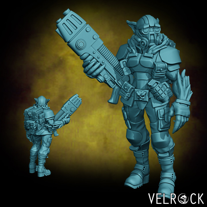 3D Printable Female Catian Shock Trooper with Energy Gun 2 ...