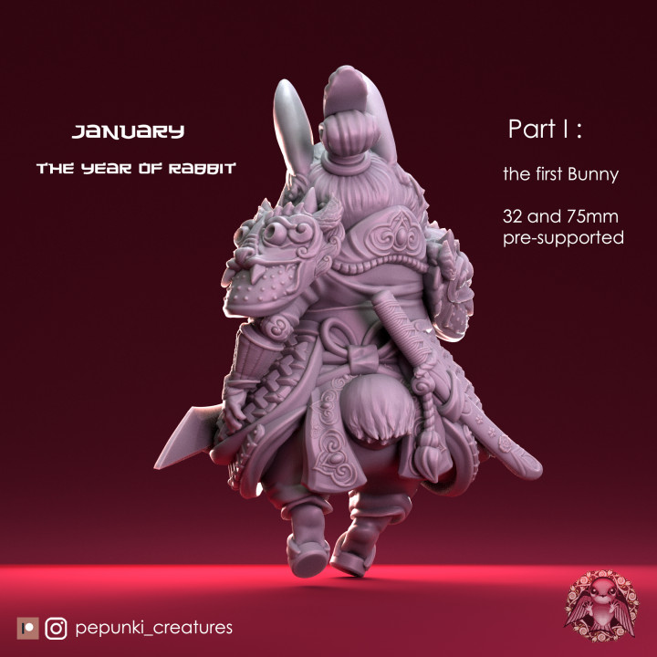 3D Printable Bunny warrior by Pepunki Creatures