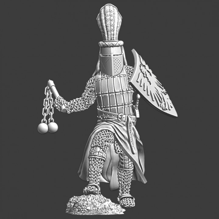3D Printable Medieval Knight w. crested helmet & flail by Northern ...