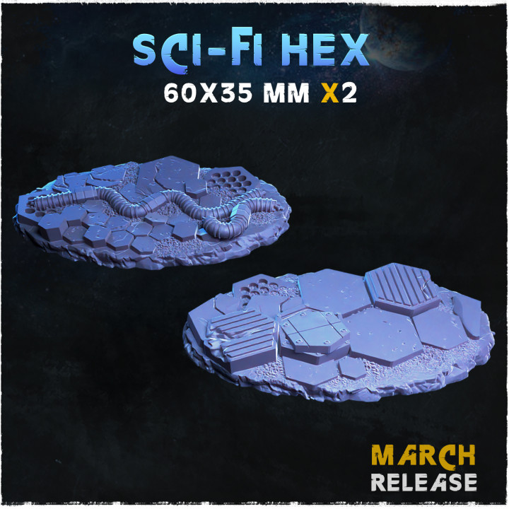 3D Printable Sci-fi Hex - Bases & Toppers (Big Set ) by Zabavka Workshop