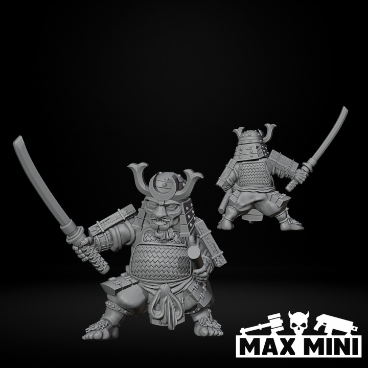 3D Printable Halfling Adventuring Samurai by Max Mini