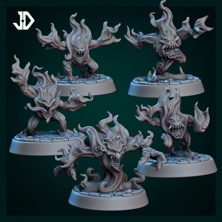 3D Printable Fire Terror of Tziich - 5 PCK by JD miniatures
