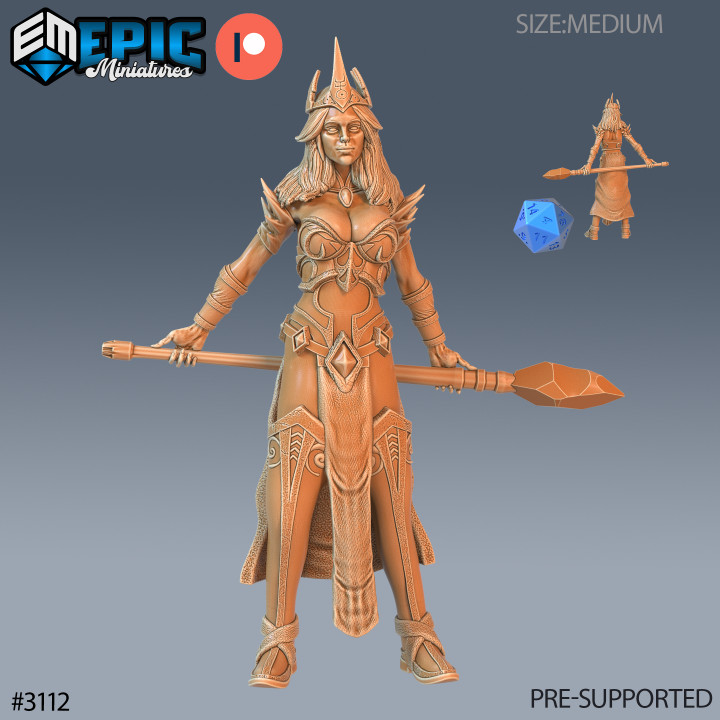 3D Printable Wizard Female Player Character Set / Human Sorcerer / Elementary Magician ...