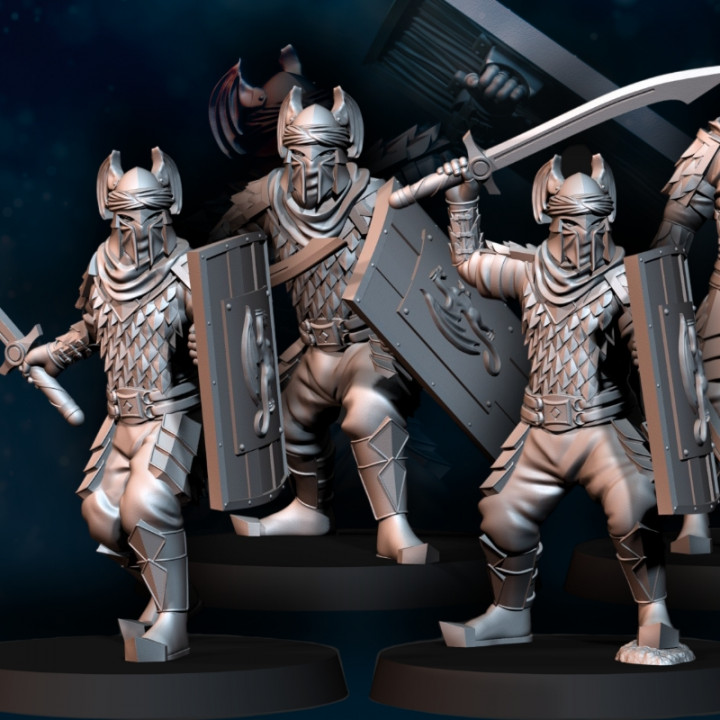 3D Printable 6x Dragon Army Regular Warrior with Sword and Shield ...