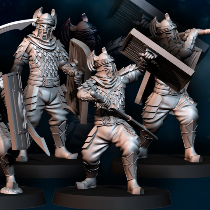 3D Printable 6x Dragon Army Regular Warrior with Sword and Shield ...